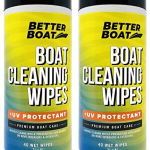 Boat Cleaner Wipes with UV Protection Boat Vinyl Cleaner and Protectant Car Leather Marine Boat Seat Cleaner Dashboard & Console Boat Cleaning Supplies Interior and Exterior Clean & Wash Products 2PK