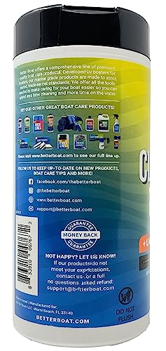 Boat Cleaner Wipes with UV Protection Boat Vinyl Cleaner and Protectant Car Leather Marine Boat Seat Cleaner Dashboard & Console Boat Cleaning Supplies Interior and Exterior Clean & Wash Products 2PK