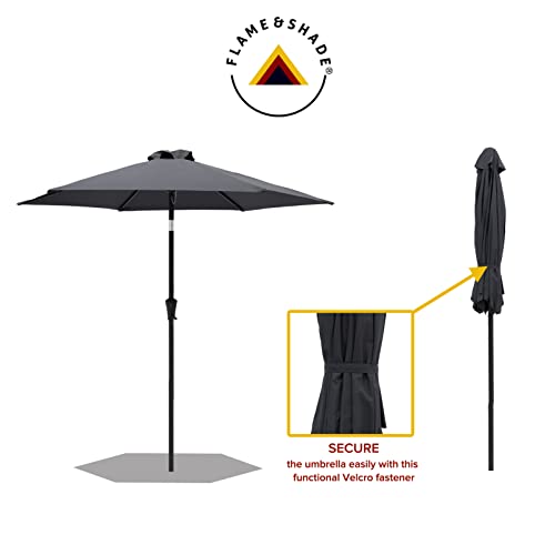 FLAME&SHADE 9 ft Outdoor Market Patio Table Umbrella with Tilt, Anthracite