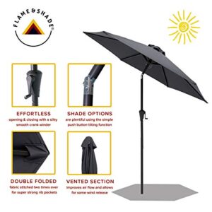 FLAME&SHADE 9 ft Outdoor Market Patio Table Umbrella with Tilt, Anthracite