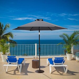 FLAME&SHADE 7.5 ft Outdoor Market Patio Table Umbrella with Tilt, Anthracite