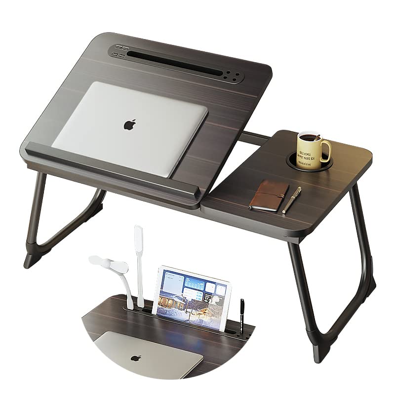 Highger Lap Desk - Fits up to 17 inches Laptop Desk for Bed and Sofa,Portable Bed Trays for Eating Writing Reading Notebook Holder & Stand,Adjustable & Foldable