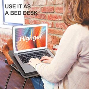 Highger Lap Desk - Fits up to 17 inches Laptop Desk for Bed and Sofa,Portable Bed Trays for Eating Writing Reading Notebook Holder & Stand,Adjustable & Foldable