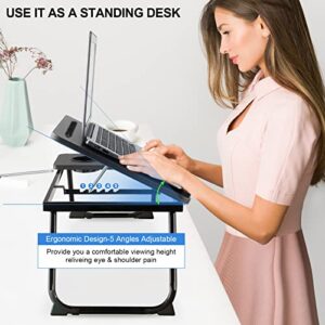 Highger Lap Desk - Fits up to 17 inches Laptop Desk for Bed and Sofa,Portable Bed Trays for Eating Writing Reading Notebook Holder & Stand,Adjustable & Foldable