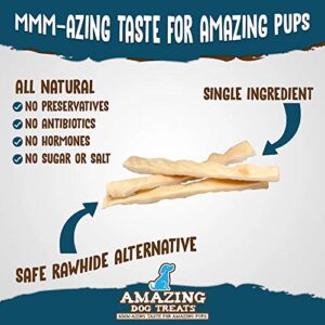 Amazing Dog Treats - Beef Cheek Strips Premium Dog Chew (6 Inch - 6 Pack) - NO Odor - Thick Cut - Rawhide Alternative - Beef Cheek Slice Chip Sticks - No Dyes, Chemicals, or Preservatives