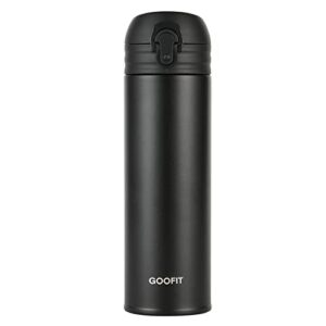 goofit water bottle double wall vacuum insulated thermos beverage coffee bottle stainless steel travel mug thermos flask bpa free keeps cold 24h hot 24h 16 oz black