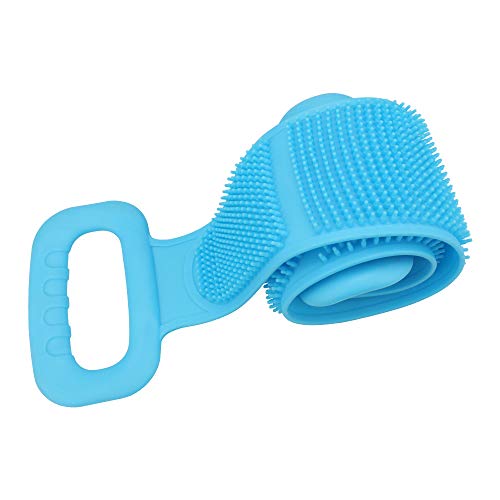 Silicone Bath Body Brush, Exfoliating Silicone Body Back Scrubber, Deep Clean Back Acne & Bacne, Extra Long and Super Soft, Suitable for Women ＆ Men (Blue)