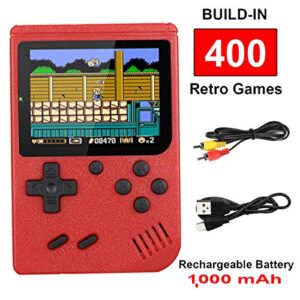 RFiotasy Retro Game Machine Handheld Game Console with 400 Classical FC Game Console Support for Connecting TV Gift Birthday for Kids and Adult (ZJ-red)