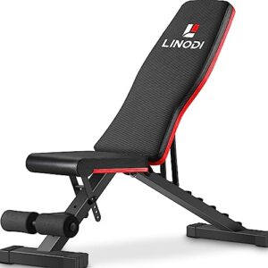 linodi weight bench, adjustable strength training benches for full body workout, multi-purpose foldable incline decline home gym bench