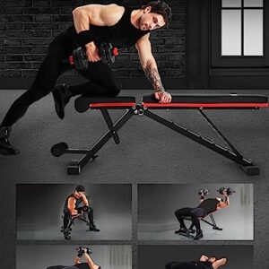 LINODI Weight Bench, Adjustable Strength Training Benches for Full Body Workout, Multi-Purpose Foldable Incline Decline Home Gym Bench