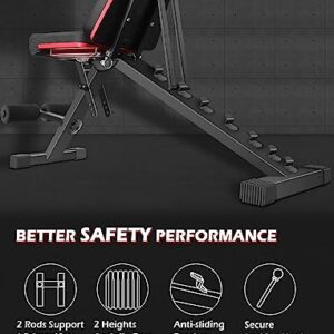 LINODI Weight Bench, Adjustable Strength Training Benches for Full Body Workout, Multi-Purpose Foldable Incline Decline Home Gym Bench