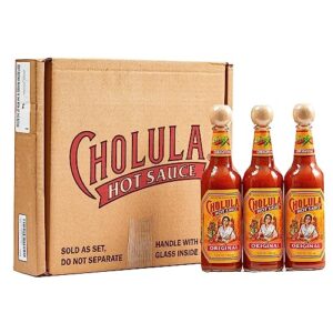 cholula original hot sauce 12 fl oz multipack, 3 count | crafted with mexican peppers and signature spice blend | gluten free, kosher, vegan, low sodium, sugar free