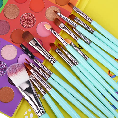 UCANBE 54 Colors Splashy Candies Eyeshadow Palette + 15pcs Makeup Brush Set, Highly Pigment Matte Metallic Shimmer Glitter Eye Shadow Bright Color Long Lasting Waterproof Easy Blending Make Up Pallet