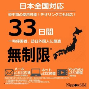 Nippon SIM for Japan (Unlimited* Edition) 33days 4G-LTE Data Docomo Network, Genuine Docomo 3-in-1 Data SIM (No Voice/SMS) Supports tethering, Japan Local Supports, 短期帰国・短期来日最適 メーカーサポートより安心