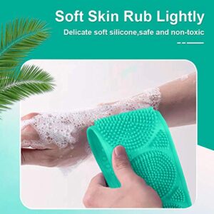 Silicone Body Scrubber,Bath Body Brush for Shower,Exfoliating Dual Side Scrubby Buddy,New Version 2020 Easy to Clean Long Hygienic Washer for Men and Women,Deep Cleaning Massage Scrubbers (Green)