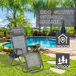 FDW Zero Gravity Chair Lounge Chair Set of 2 Lawn Chair Outdoor Chair Deck Chairs Camping Chairs Folding Patio Chair Beach Chairs Anti Recliner Pool Chair with Pillow and Cup Holder