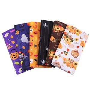 moonyli halloween cotton fabric bundles halloween pumpkin, ghost, spider, sunflower pattern cotton cloth quilting patchwork precut halloween pattern printed fabric scraps