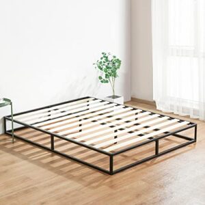 Olee Sleep 9 Inch Modern Metal Platform Bed Frame / Wooden Slats / Mattress Foundation / Wood Slat Support / No Box Spring Needed, Queen,VC09BX01Q,Black