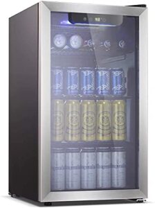 antarctic star beverage refrigerator -120 can mini fridge for soda beer or wine, small drink dispenser, for office or bar with adjustable removable shelves, black, 3.2 cu.ft.