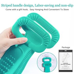 Inmorven 35.5 inches/90 cm Back Scrubber for Shower,Super Long Bath Body Brush Exfoliating Silicone Body Scrubber for Men and Women Long Lasting and Easy to Use.(Green)