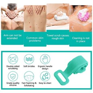 Inmorven 35.5 inches/90 cm Back Scrubber for Shower,Super Long Bath Body Brush Exfoliating Silicone Body Scrubber for Men and Women Long Lasting and Easy to Use.(Green)