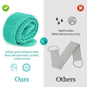 Inmorven 35.5 inches/90 cm Back Scrubber for Shower,Super Long Bath Body Brush Exfoliating Silicone Body Scrubber for Men and Women Long Lasting and Easy to Use.(Green)