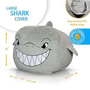 Shark Bean Bag Chair Cover for Kids Ultra-Soft and Fluffy Fur-Like Cover for Kids Bean Bag Chair, Stuffed Animal Storage - Shark Room Decor for Boys, Bean Bags for Kids