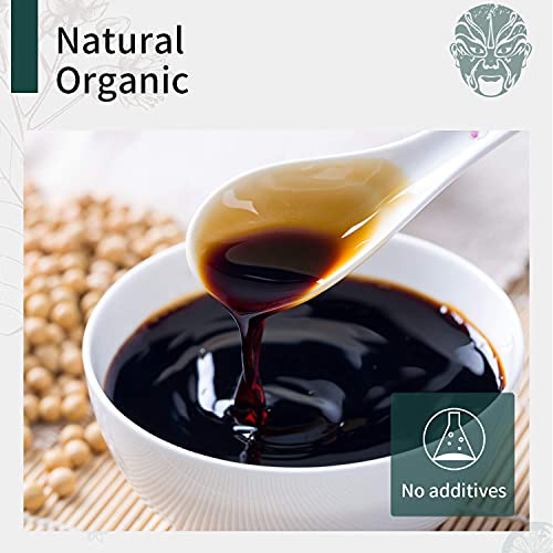 Soeos Organic Low Sodium Soy Sauce 16.2oz (480ml), USDA Organic, Naturally Brewed Soy Sauce, Soy Sauce Organic, Dark Soy Sauce, Pure Ingredients, Marinade for Meat & Vegetables., Black