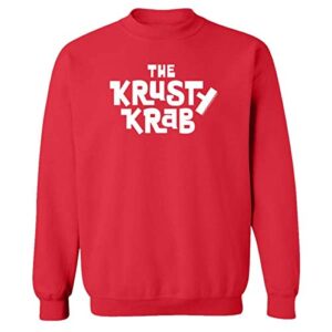 the krusty krab logo fleece crewneck sweatshirt - red - l