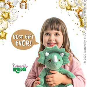 Naturally KIDS Small Dinosaur Backpack Dinosaur Toys for Kids 3-5 - Dinosaur Toys for 3 4 5 6 7 Year Old Girls Gift - Toddler Backpack for Boys Girl - Green Triceratops - Dinosaur Plush Stuffed Animal