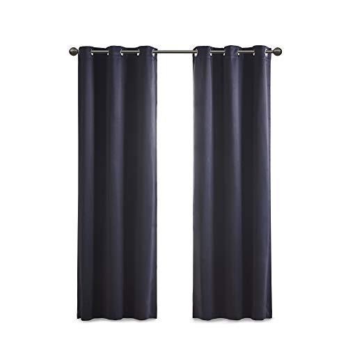 Comfort Spaces Blackout Grommet Top Window Curtain Panel Pair - Noise Reducing, Energy Efficient Thermal Insulated Room Darkening Drape for Bedroom, Living Room Décor, 42" x 63", Navy 2 Piece