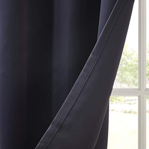 Comfort Spaces Blackout Grommet Top Window Curtain Panel Pair - Noise Reducing, Energy Efficient Thermal Insulated Room Darkening Drape for Bedroom, Living Room Décor, 42" x 63", Navy 2 Piece