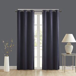 Comfort Spaces Blackout Grommet Top Window Curtain Panel Pair - Noise Reducing, Energy Efficient Thermal Insulated Room Darkening Drape for Bedroom, Living Room Décor, 42" x 63", Navy 2 Piece