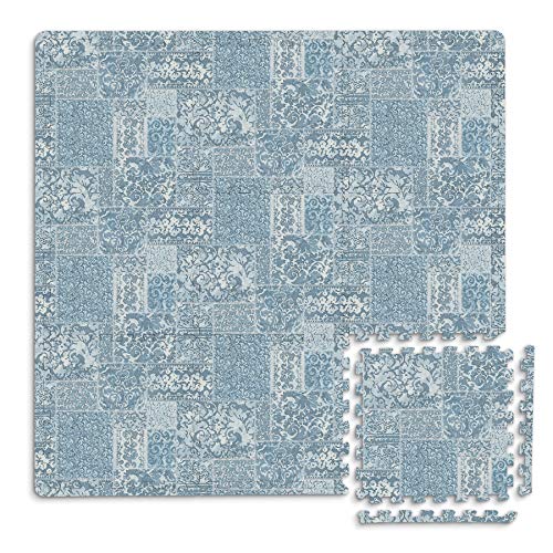 FloorPops FP3597 Mercado Interlocking Floor Tiles, Blue