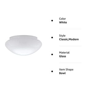 Dysmio 6-Inch White Classic Globe, Dome, Fitter Size 5-1/2 inches, Replacement Mushroom Glass Shade for Pendant, Fan light, Bathroom