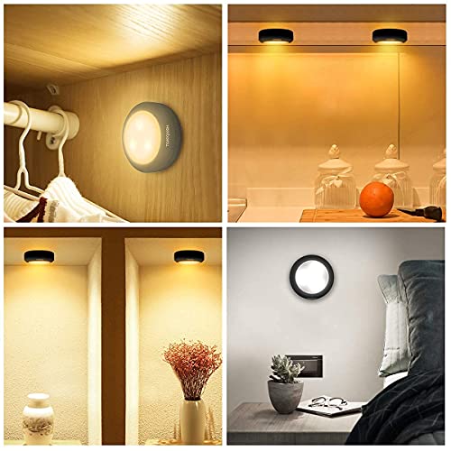 HOLKPOILOT Puck Lights with Remote Control, LED Under Cabinet Lights,Under Counter Light Battery Operated, Closet Light Dimmable, Under Cabinet Lighting, Stick On Lights(6PACK)