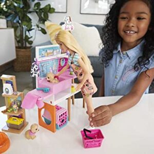 Barbie Doll and Playset, Pet Boutique with 4 Pets, Color-Change Grooming Feature and 20+ Themed Accessories