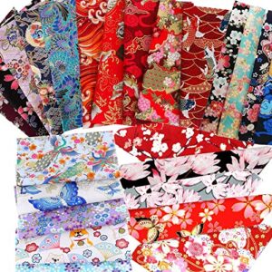 accoco 30pcs 8" x 10"(20cm x 25cm) cotton craft fabric bundle squares patchwork,japanese style cotton wrapping cloth squares quilting fabric, bundles of fabric for diy patchwork sewing