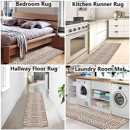 REFETONE Hallway Rug Washable Runner Mat Non Slip for Entryway Entrance Kitchen Laundry Room- 20"x59", Camel