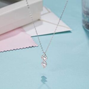 Gifts from Sister, Sterling Silver Infinite Two Interlocking Infinity Double Hearts, Birthday Jewelry Gift Necklaces for Sisters, No Matter