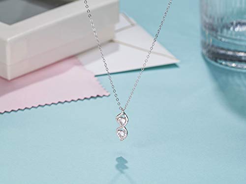 Gifts from Sister, Sterling Silver Infinite Two Interlocking Infinity Double Hearts, Birthday Jewelry Gift Necklaces for Sisters, No Matter