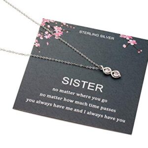 Gifts from Sister, Sterling Silver Infinite Two Interlocking Infinity Double Hearts, Birthday Jewelry Gift Necklaces for Sisters, No Matter