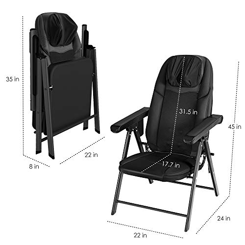 COMFIER Folding Massage Chair Portable, Shiatsu Neck Back Massager with Heat, Foldable Chair Massager for Full Body, Adjustable Backrest Height,Office Home Use, Gifts for Men Women,Black