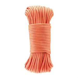 amazon basics 550 type iii paracord, 7-strand core, high strength - 5/32 inch x 100 foot (4mm x 30m), orange