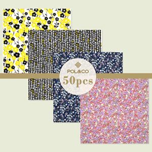 POL&CO 50pcs Cotton Craft Fabric Random Bundle Squares 9.8 x 9.8 in – 100% Cotton Fabric for Sewing and Quilting | Fabric Bundles | Fabric Scraps | Precut Fabrics for Quilting | Patchwork