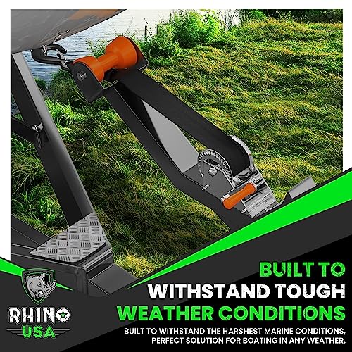 Rhino USA Boat Trailer Winch Strap (2 Inch x 20 Foot) - 5,016lb Maximum Break Strength - Ultimate Marine Whinch Pulley Straps for Pontoon, Waverunner, Fishing Boat + Many More (Black)