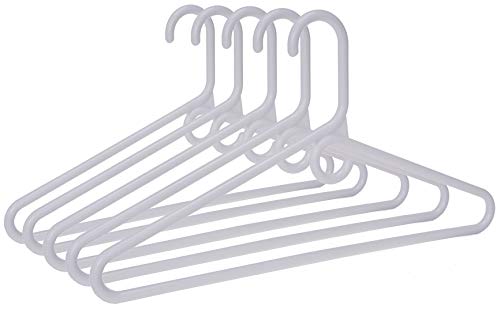 Quality White Hangers 10-Pack - Super Heavy Duty Plastic Clothes Hanger Multipack - 17 inch Thick Strong Standard Closet Clothing Hangers with Hook for Scarves and Belts Coat Hangers (White, 10)