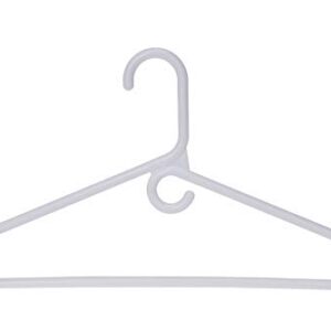 Quality White Hangers 10-Pack - Super Heavy Duty Plastic Clothes Hanger Multipack - 17 inch Thick Strong Standard Closet Clothing Hangers with Hook for Scarves and Belts Coat Hangers (White, 10)