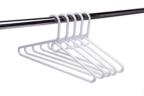 Quality White Hangers 10-Pack - Super Heavy Duty Plastic Clothes Hanger Multipack - 17 inch Thick Strong Standard Closet Clothing Hangers with Hook for Scarves and Belts Coat Hangers (White, 10)