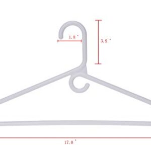 Quality White Hangers 10-Pack - Super Heavy Duty Plastic Clothes Hanger Multipack - 17 inch Thick Strong Standard Closet Clothing Hangers with Hook for Scarves and Belts Coat Hangers (White, 10)